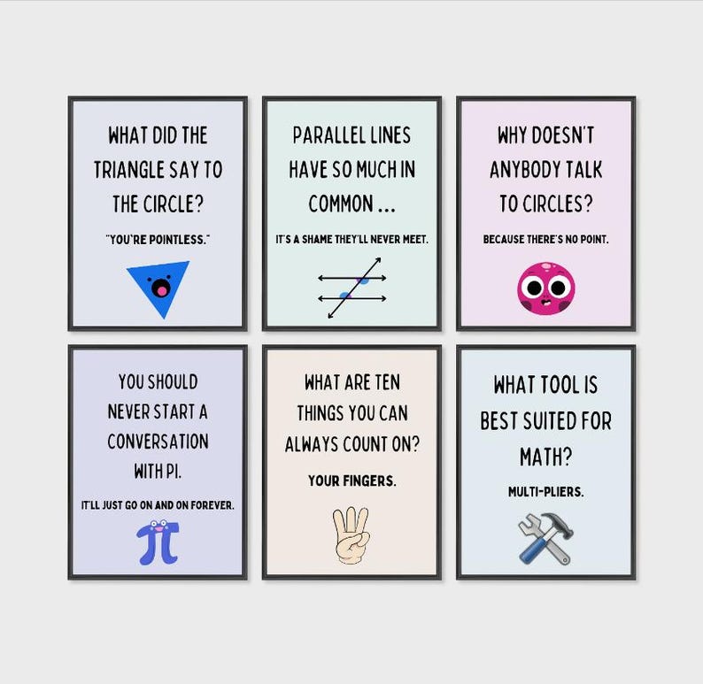 24 Funny Math Puns Posters, Classroom Prints, Math Posters, Homeschool ...