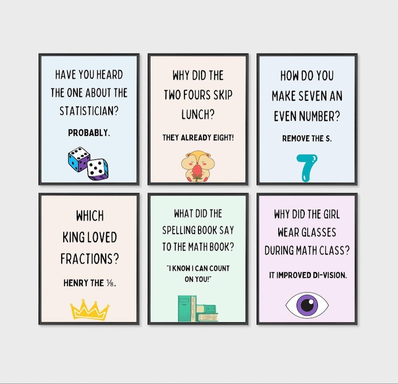 Funny Math Posters Set of 6, Classroom Posters, Math Classroom Decor ...