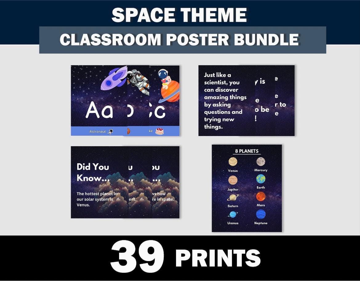 Space Theme Classroom Decor Poster Bundle, Science Posters, Homeschool ...