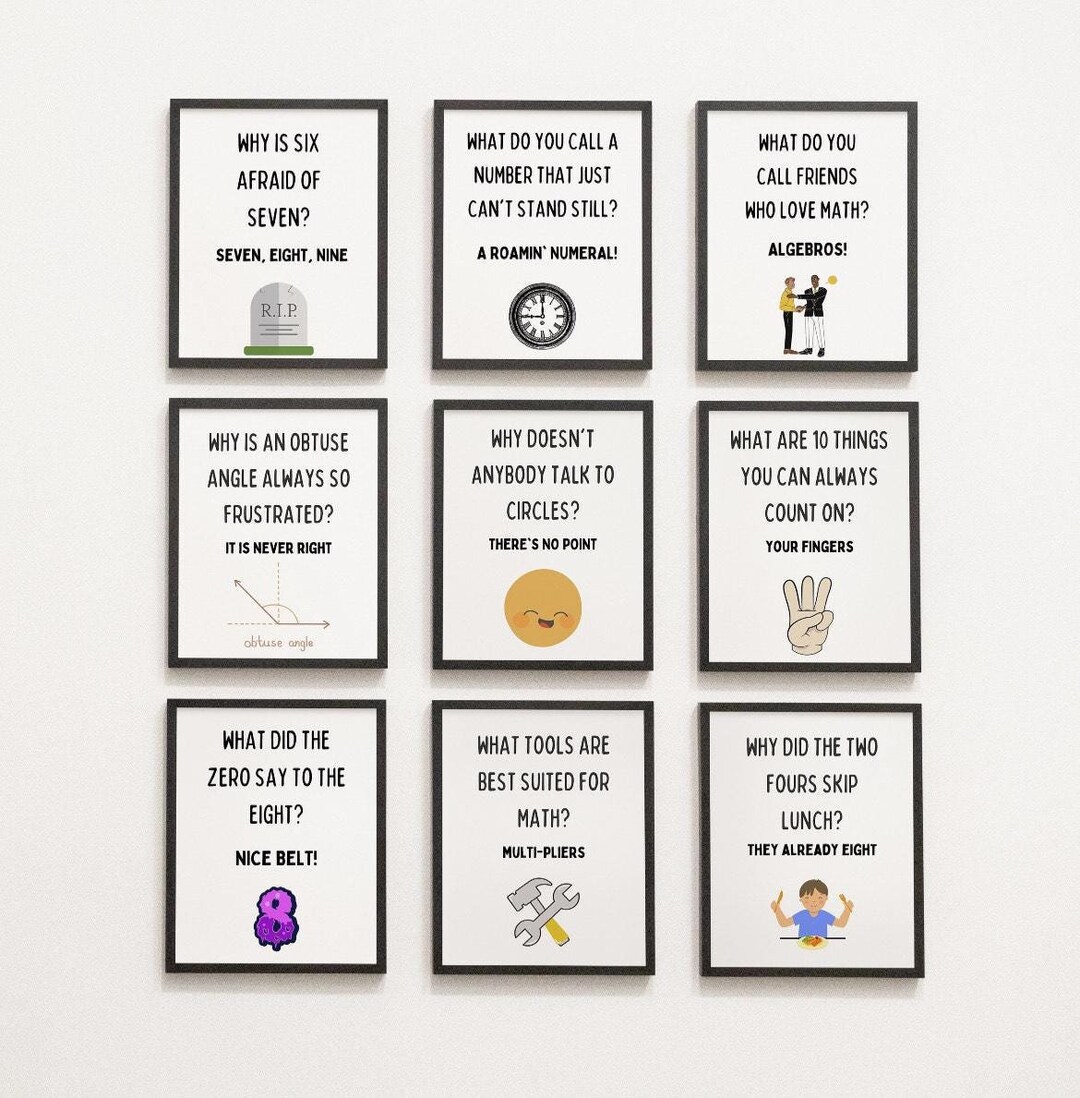 9 Funny Math Posters, Puns, Classroom Posters, Math Classroom Decor ...