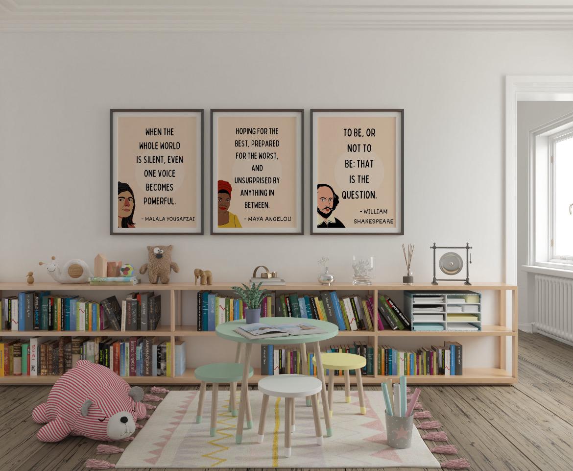 6 Inspirational Quotes by Famous Authors, Library Posters, English ...