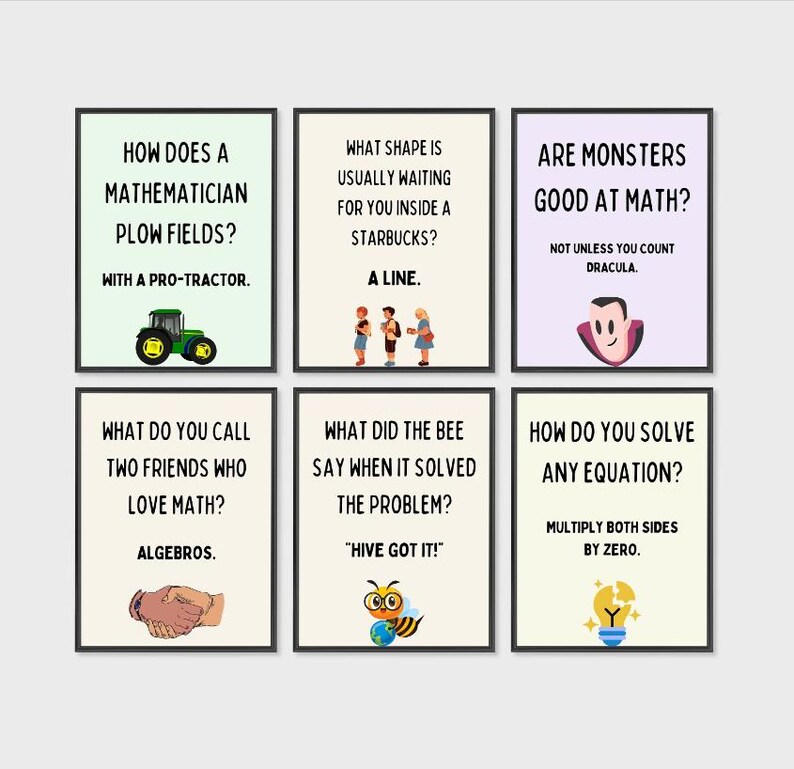 24 Funny Math Puns Posters, Classroom Prints, Math Posters, Homeschool ...