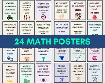 24 Funny Math Puns Posters, Classroom Prints, Math Posters, Homeschool ...
