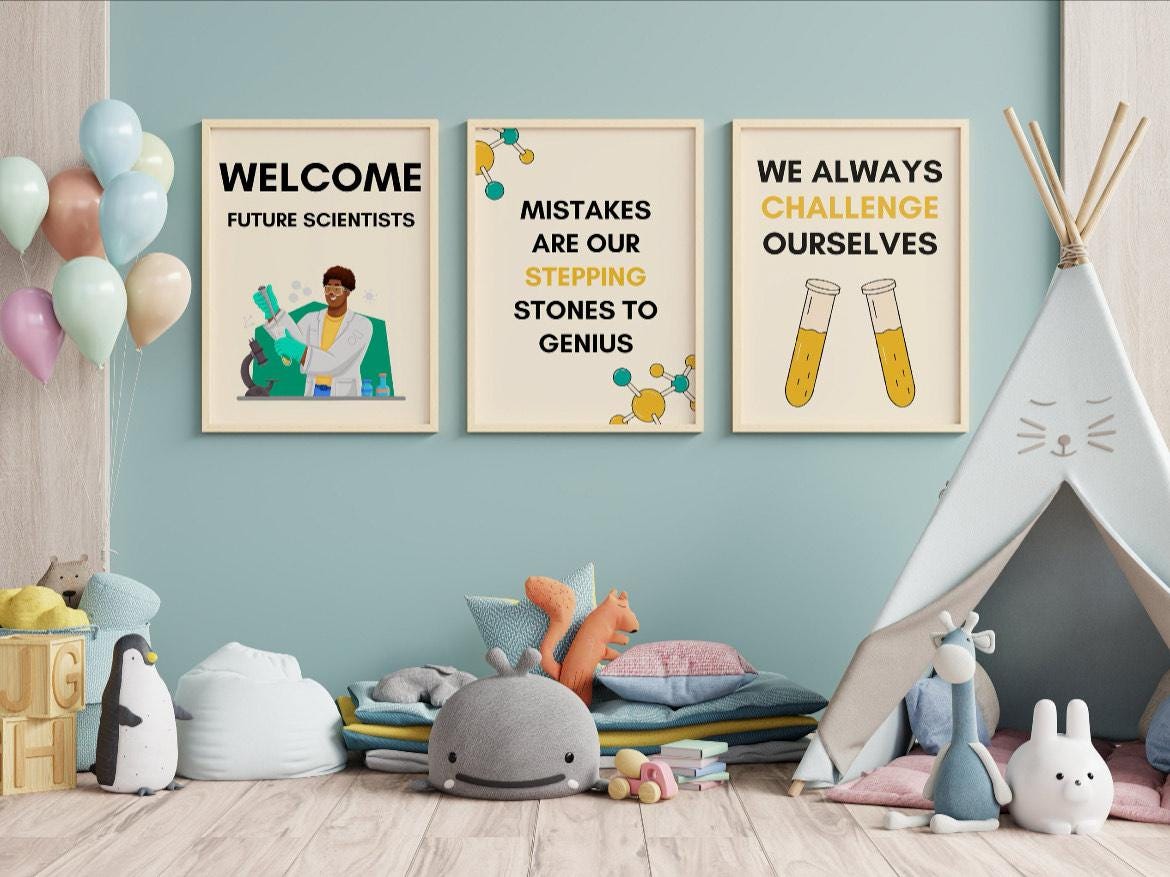 Set of 9 Science Posters, Growth Mindset, Science Classroom Posters ...
