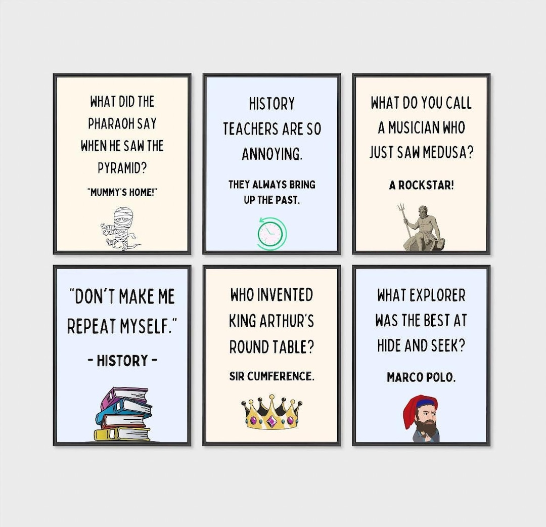 6 Funny History Posters Set, History Classroom Posters, Social Studies ...