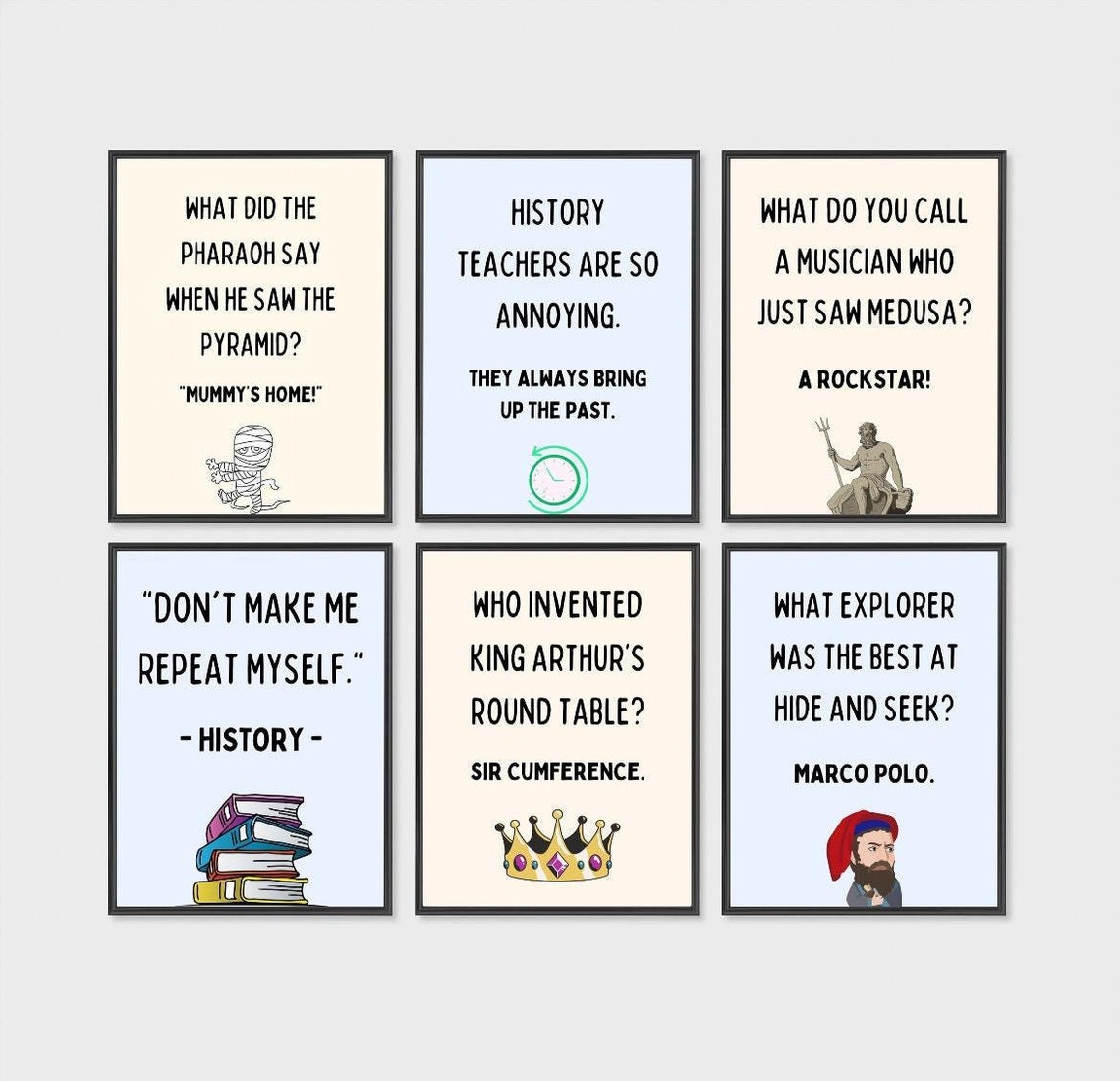 6 Funny History Posters Set, History Classroom Posters, Social Studies ...