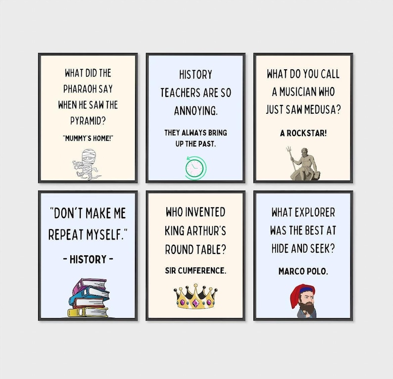 6 Funny History Posters Set, History Classroom Posters, Social Studies ...