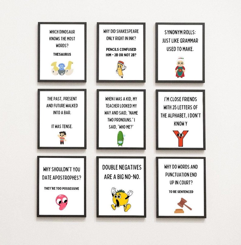 9 Funny English Posters, Puns, Grammer Posters, Classroom Printables ...