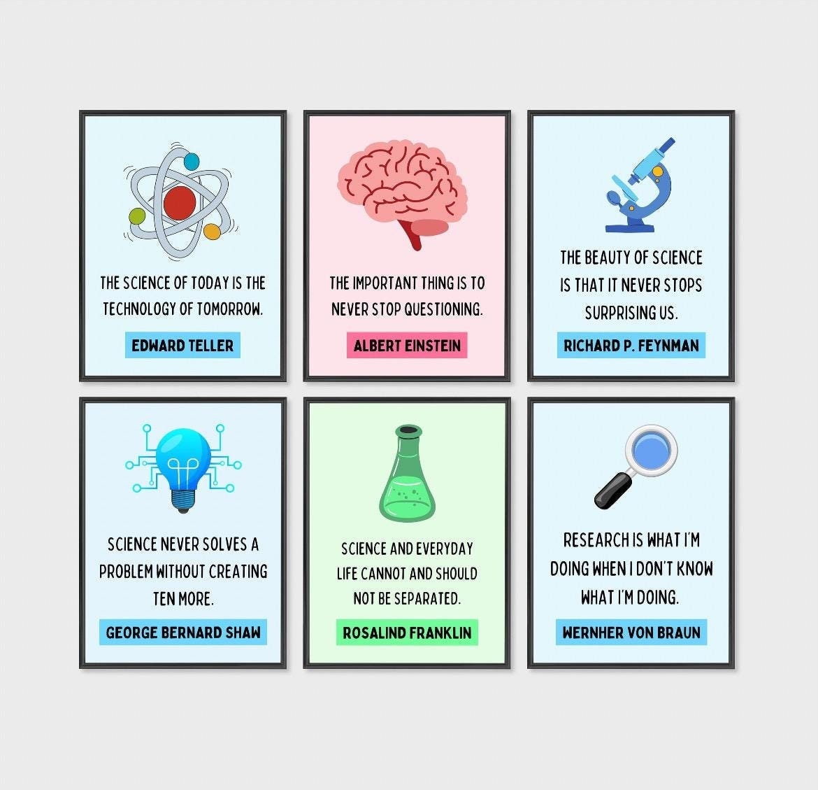 Set of 6 Science Quotes, Classroom Posters, Science Posters, Classroom ...