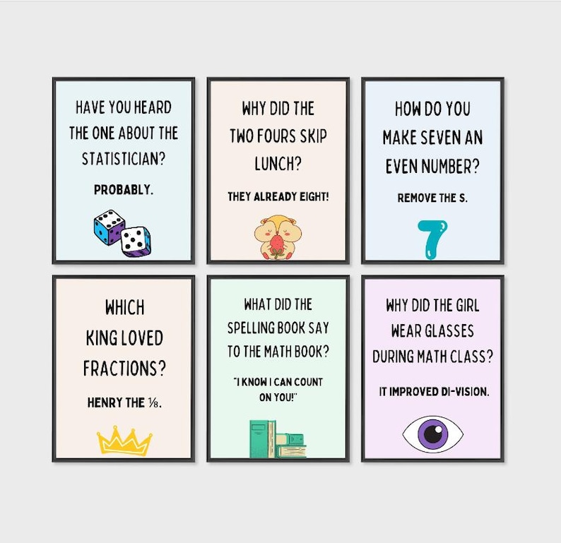 24 Funny Math Puns Posters, Classroom Prints, Math Posters, Homeschool ...