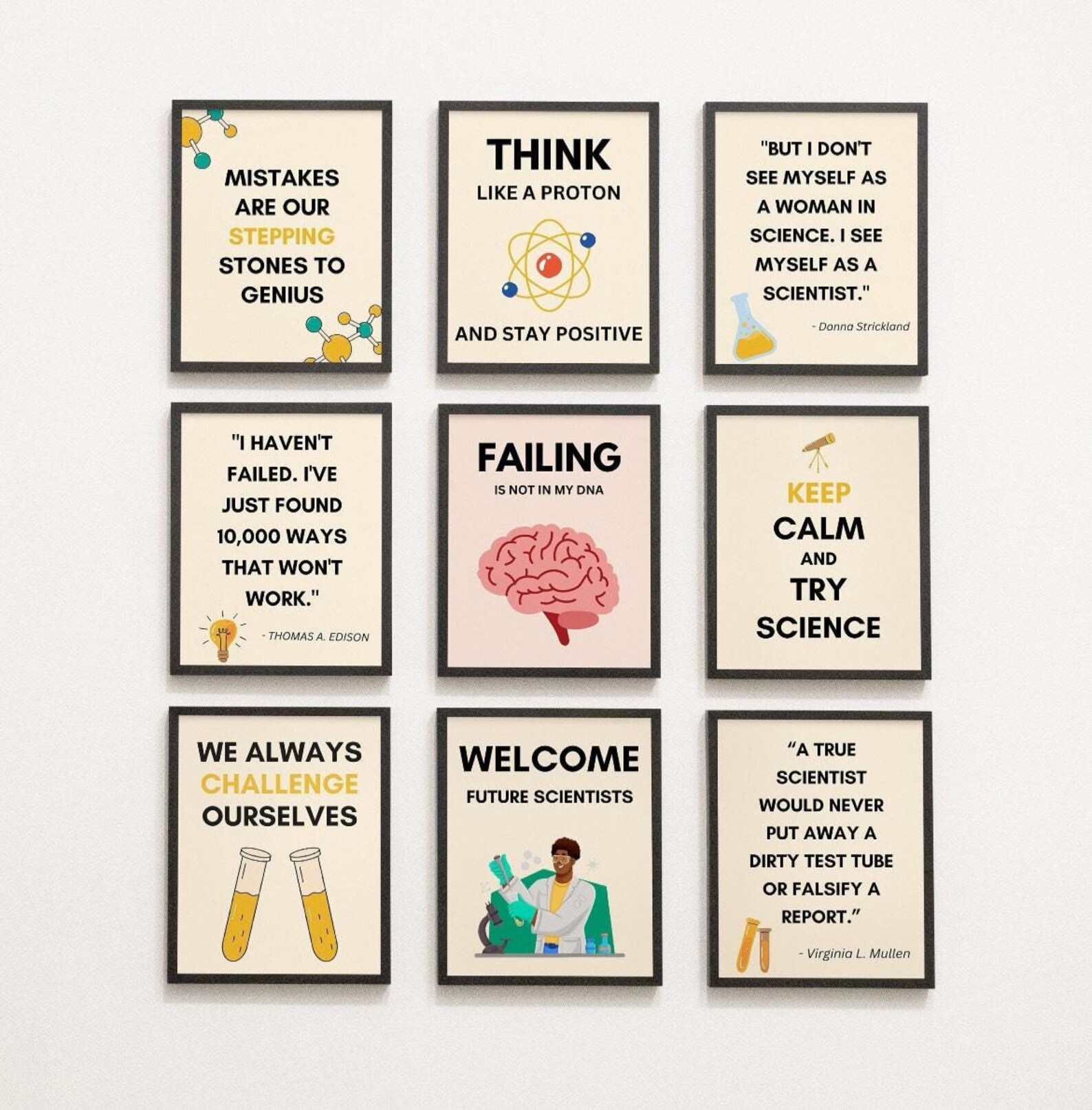 Set of 9 Science Posters, Growth Mindset, Science Classroom Posters ...