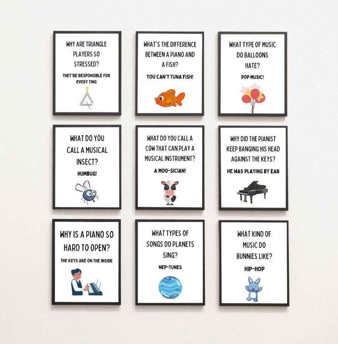9 Funny Music Posters, Puns, Music Room Posters, Classroom Decor, Music ...