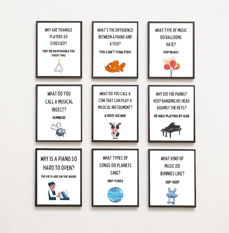 9 Funny Music Posters, Puns, Music Room Posters, Classroom Decor, Music ...