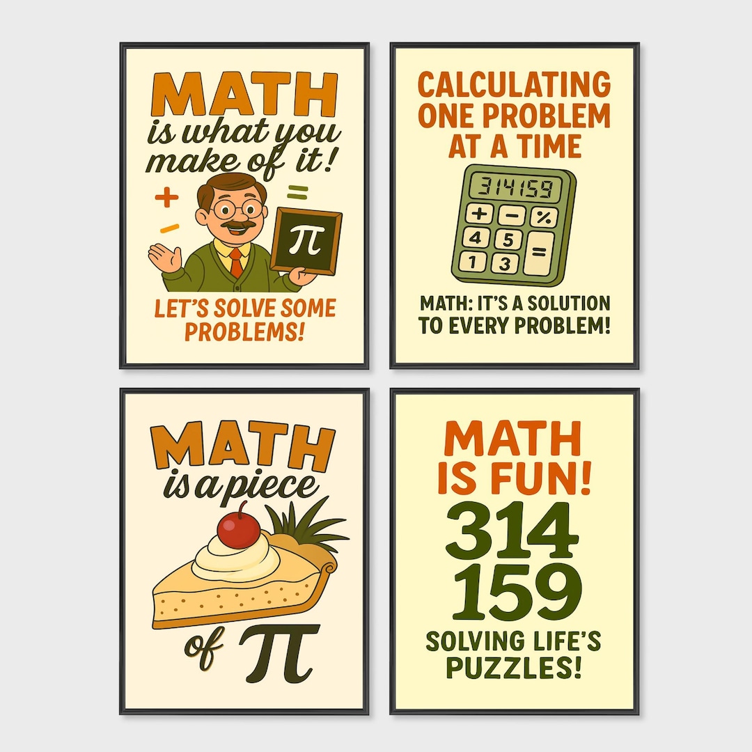 Math Puns Posters, Classroom Decor Prints (set of 4) (digital Download ...
