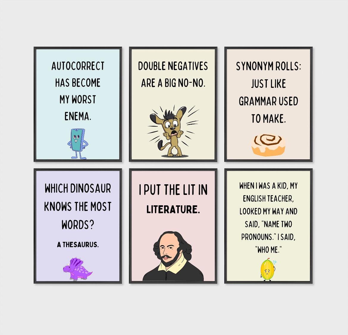 24 Funny Puns Classroom Poster Bundle, Math, Music, English, Science ...