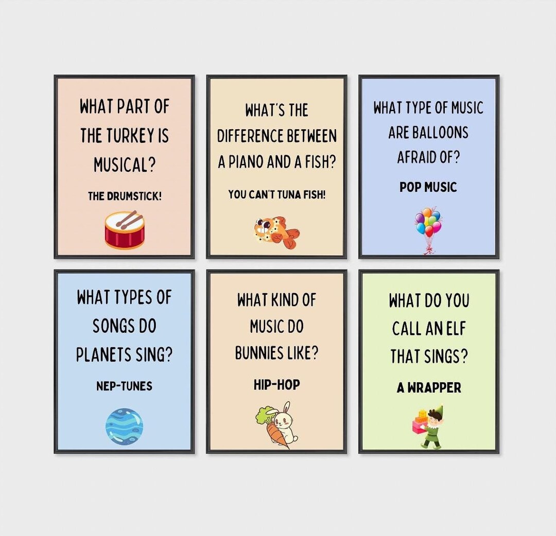 Funny Music Posters, Set of 6 Prints, Classroom Decor, Music Classroom ...