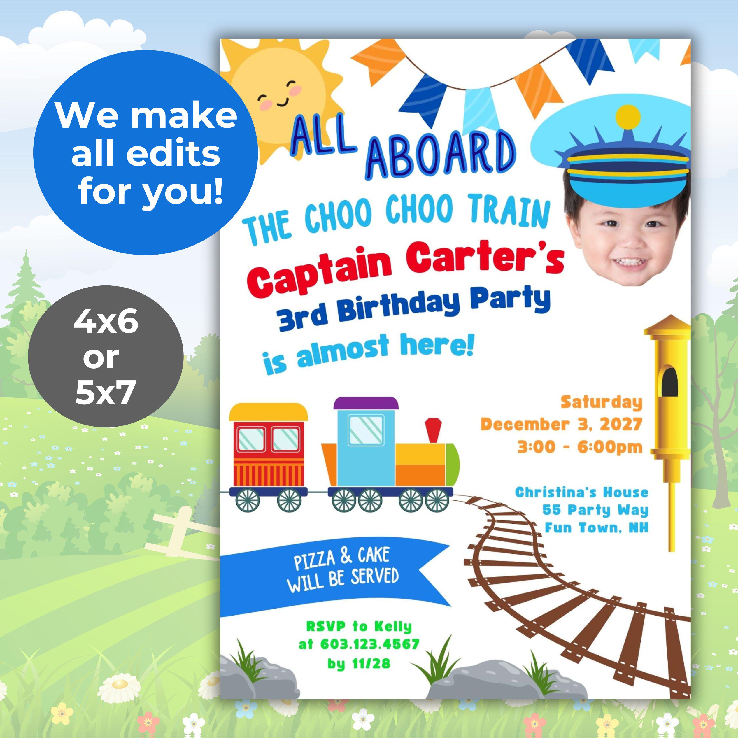 Train Birthday Party Invitation Digital Train Theme Party Kids Birthday ...