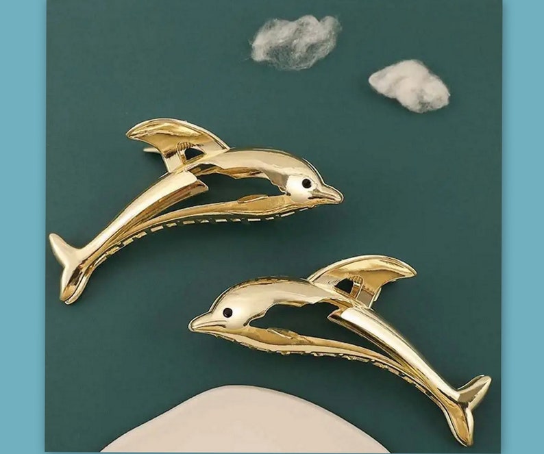 Large Gold Metal Dolphin Minimal Hair Claw Jaw Clamp Hair Clip - Etsy