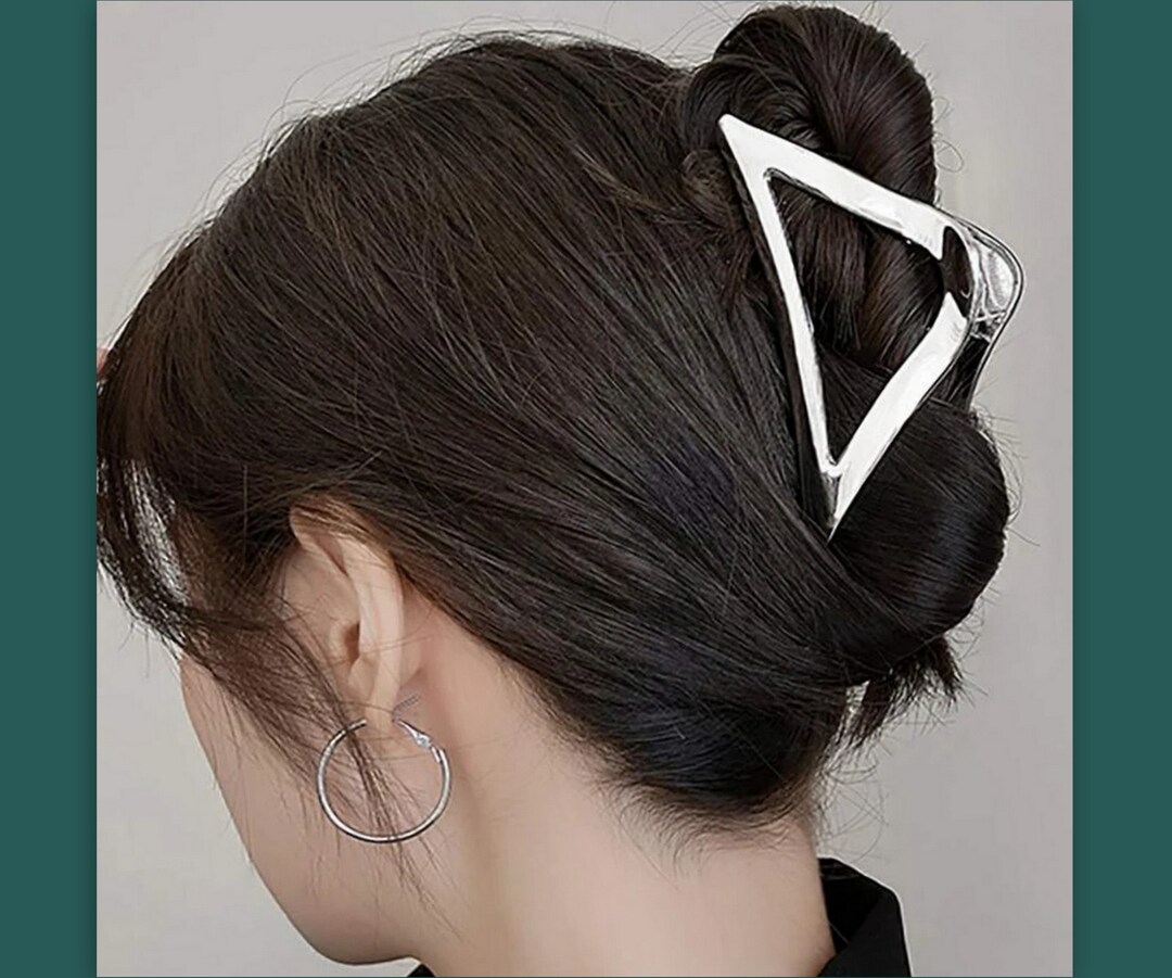 Silver Geometric Triangle Hair Claw Clips Minimalist Metal Hair Claw ...