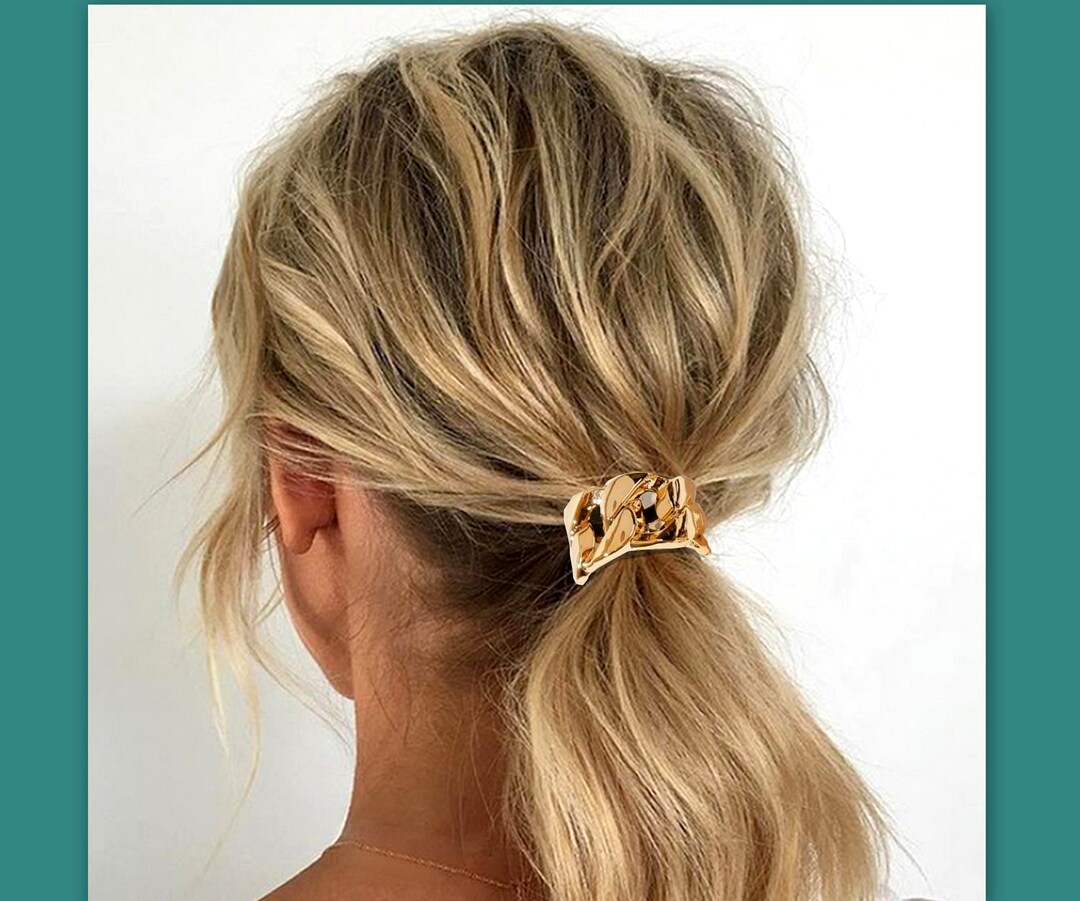 Minimalistic Gold Chain Ponytail Holder Hair Cuff Decorative Bling ...