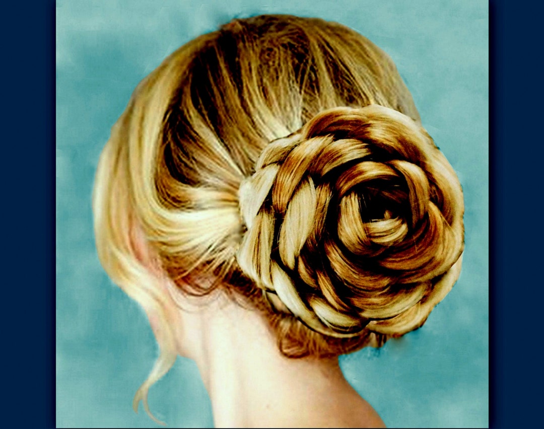 Bridal Hair Wedding 3D Rose Flower Hair Hairpiece Style Chignon Updo ...