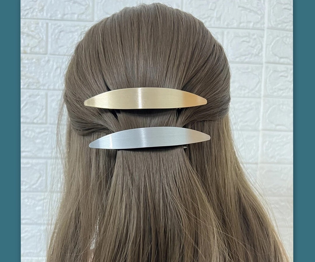 Large Silver or Gold Minimalist Statement Metal French Hair Barrette ...