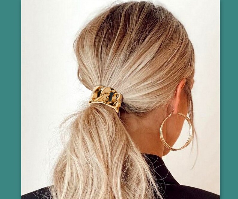 Minimalistic Gold Chain Ponytail Holder Hair Cuff Decorative | Etsy