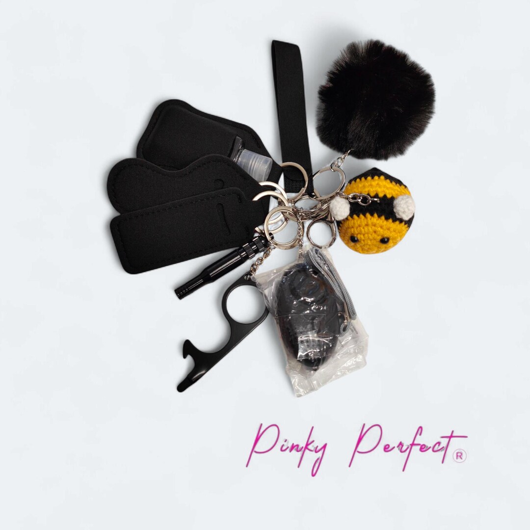 Bumble Bee Safety Keychain: Crochet Bee, Personal Alarm & Car Escape ...