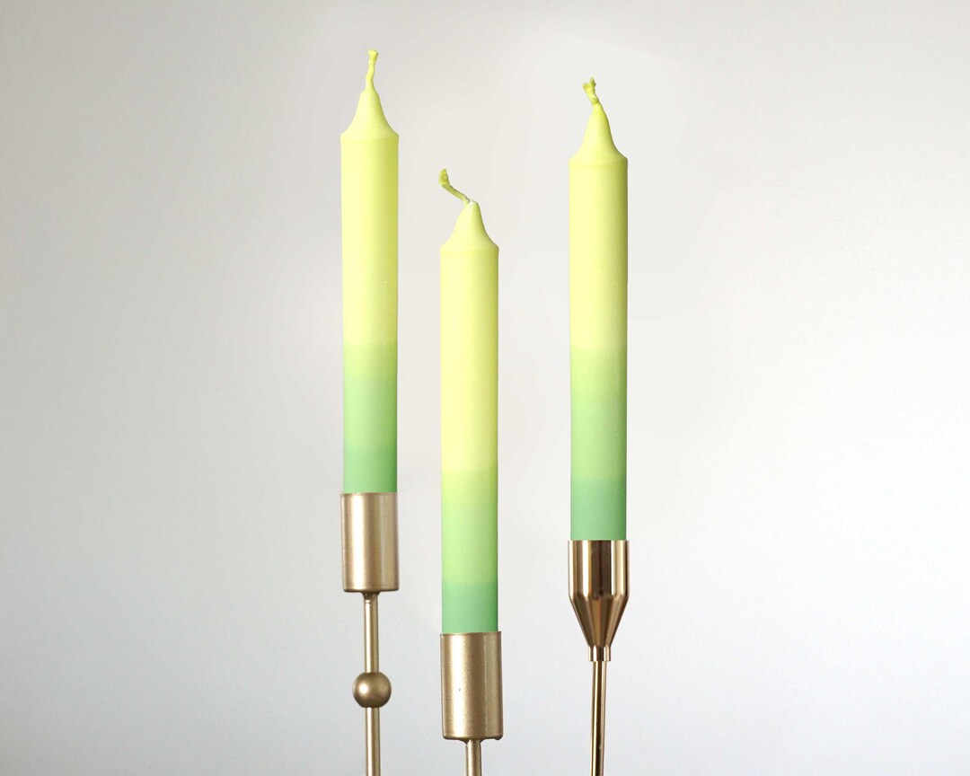 Green Dinner Candles Pack of 3, Ombre Candles, Gradient Candles, Taper ...