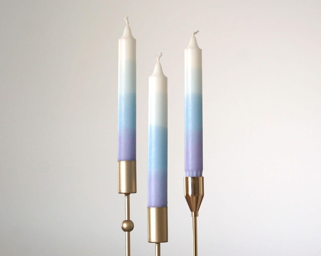 Ombre Taper Candles: Blue Purple Gradient, Stearin Wax (pack of 3) - Etsy