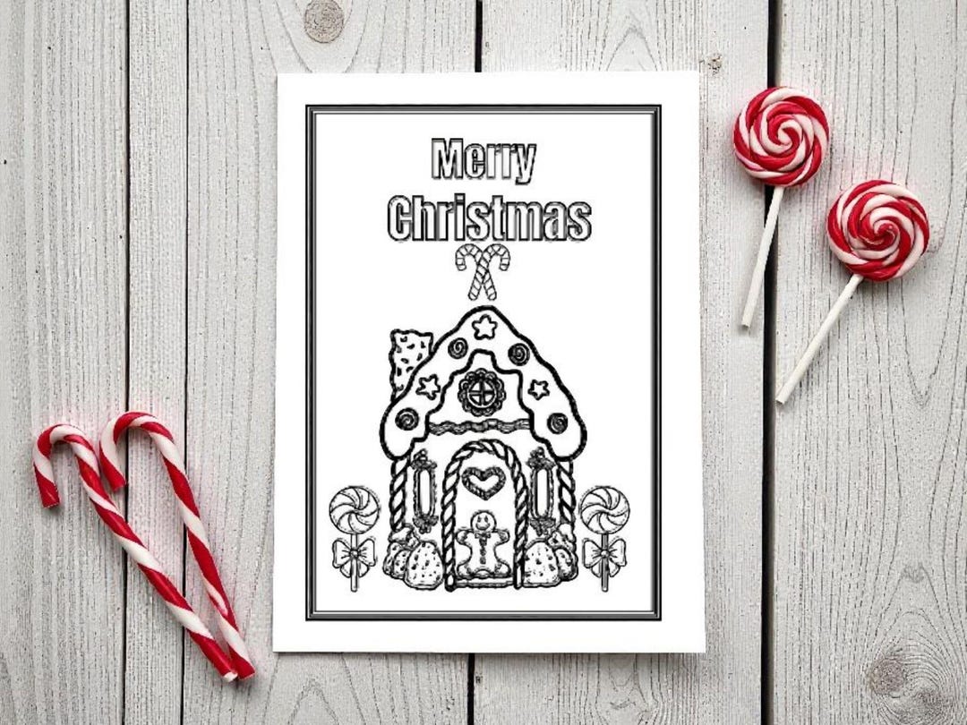 Gingerbread House Coloring Sheet Digital Download - Etsy