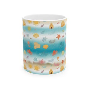 Ocean Sea Creature Ceramic Mug, Beach Theme Coffee Cup, Underwater ...