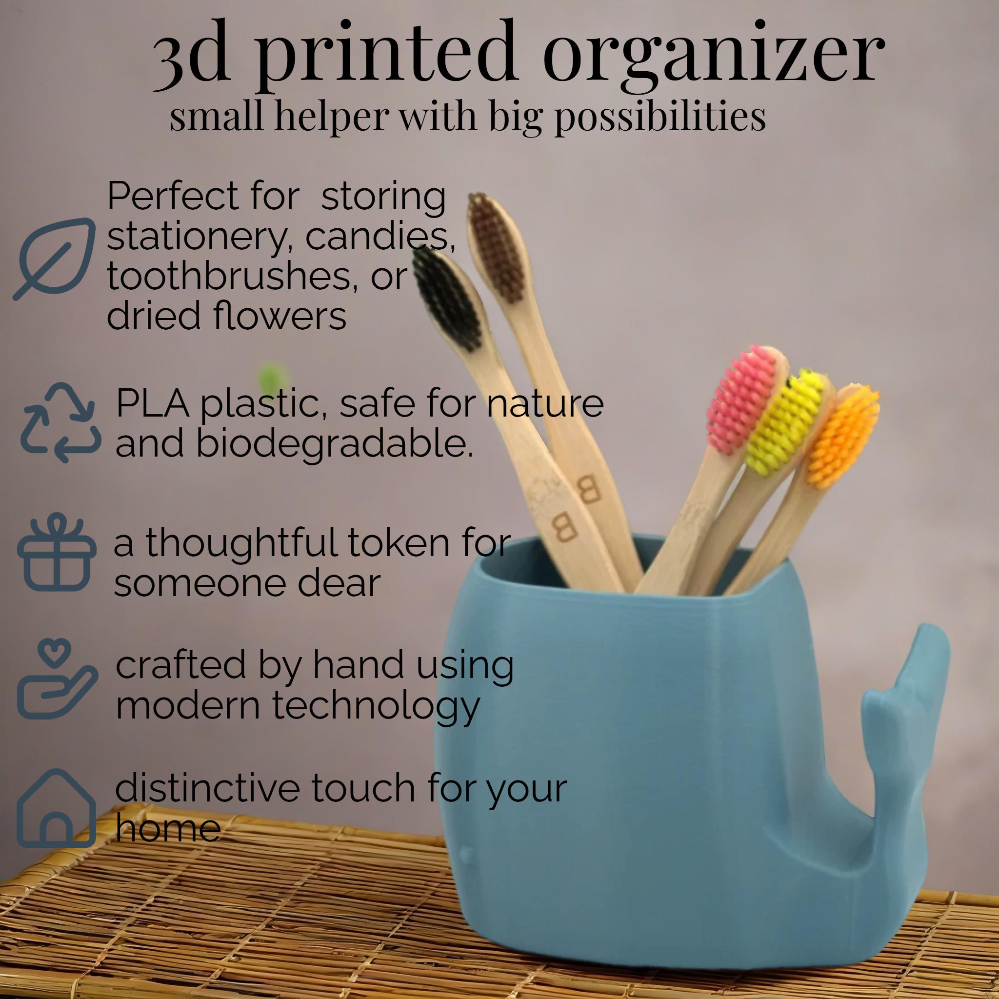 Whale-shaped 3D Printed Organizer – Eco-friendly Multifunctional Holder ...