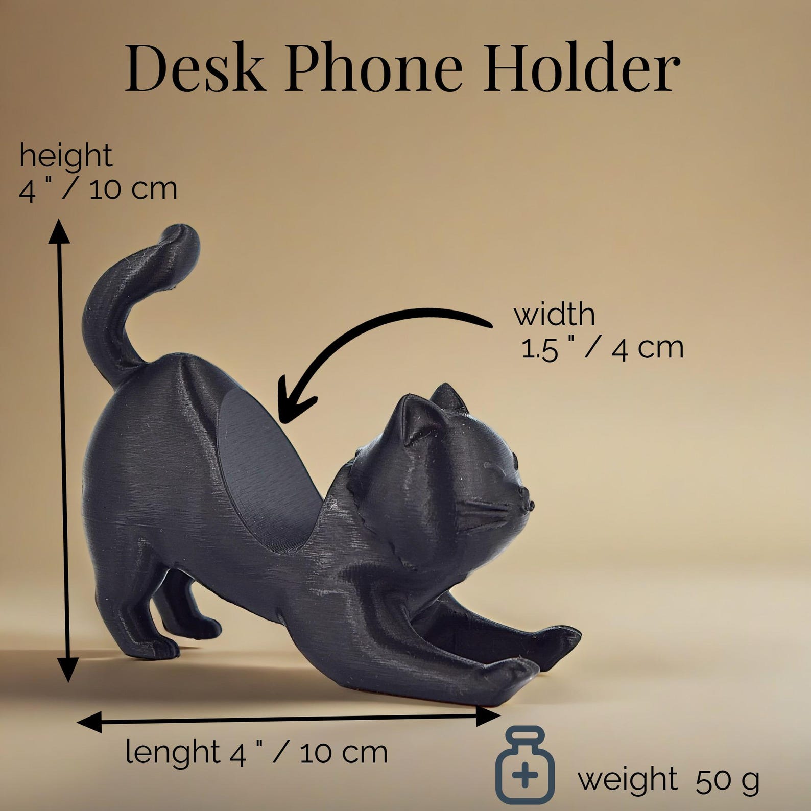 Stretching Cat Phone Holder–cute PLA 3D Printed Desk Stand for ...