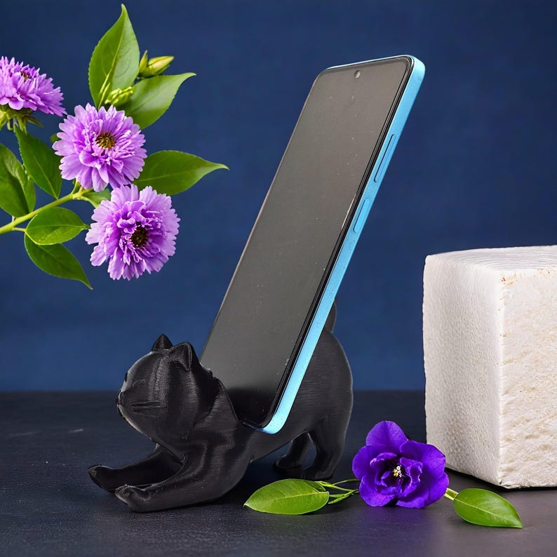 Stretching Cat Phone Holder–cute PLA 3D Printed Desk Stand for ...