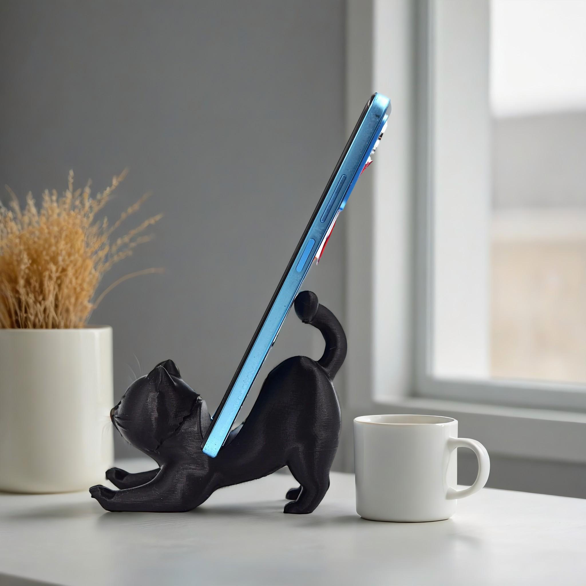 Stretching Cat Phone Holder–cute PLA 3D Printed Desk Stand for ...