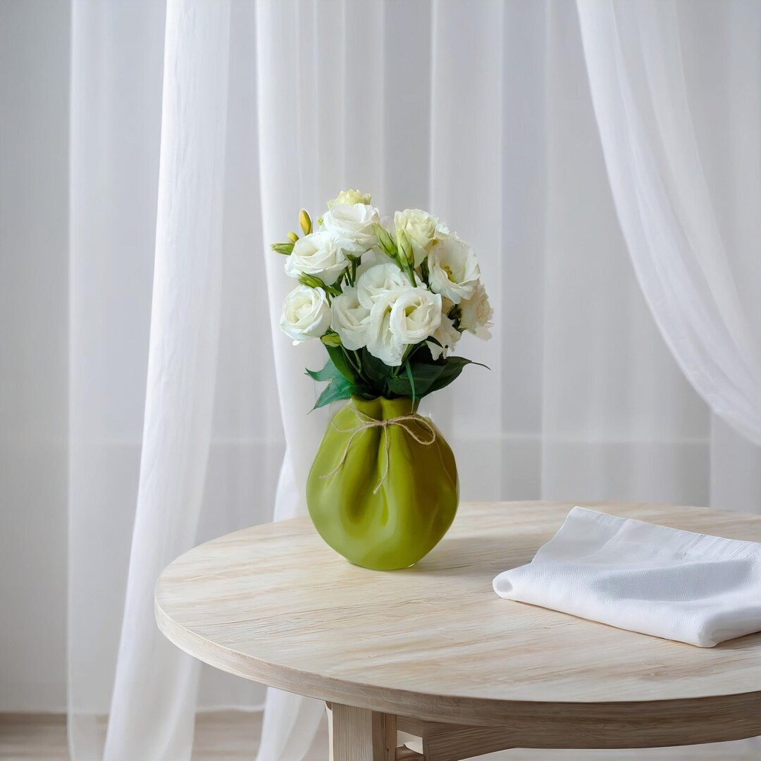 Unique 3d-printed Green Vase, Eco-friendly Plastic Decorative Vase ...
