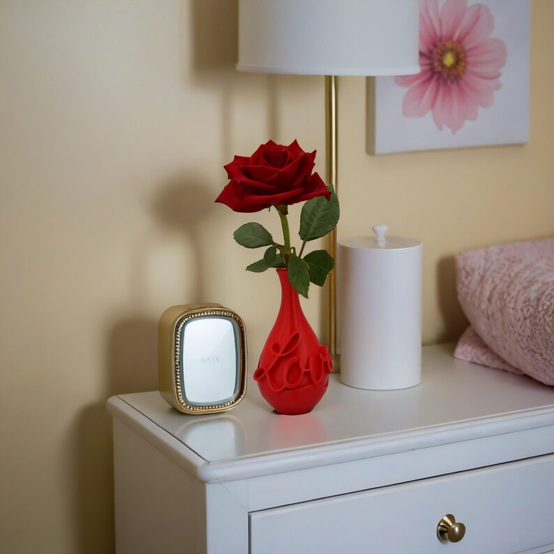 Romantic 3D Printed LOVE Vase Eco-friendly Red Home Decor, Perfect for ...
