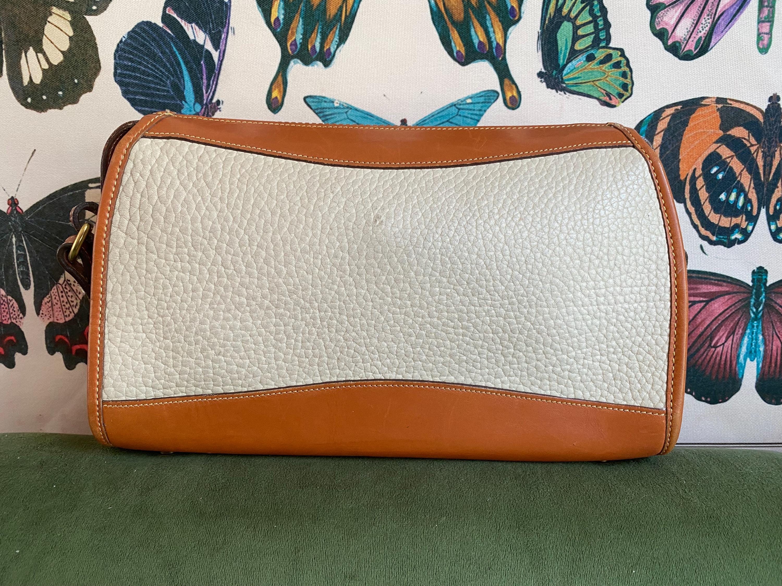 Vintage Dooney & Bourke Cream/london Tan Leather Crossbody Zip Bag - Etsy