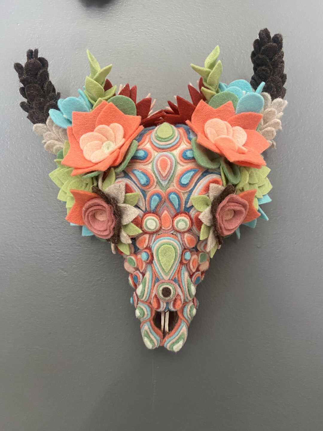 Cow Skull Fiber Art Assemblage Sculpture - Etsy