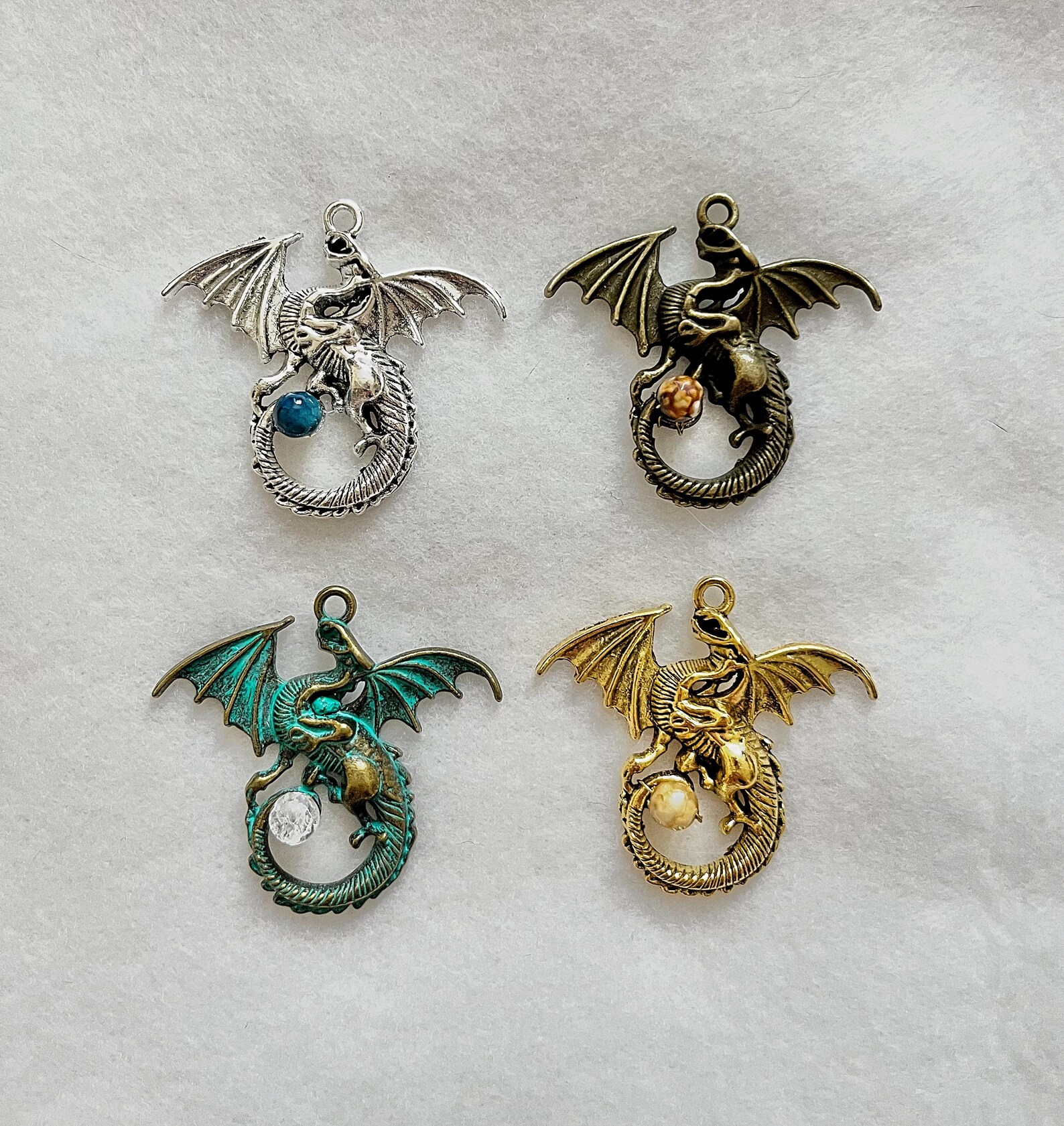 The Dragon Pendant Necklace Collection - Silver, Gold, and Antique Gold ...