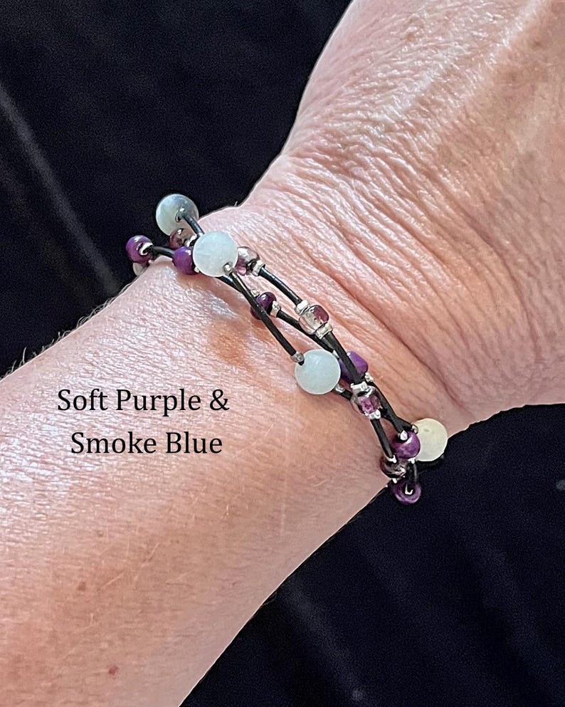 Handcrafted Tri-braid Leather Bracelet: Rose Gold, Maroon, Blue Smoke - Etsy