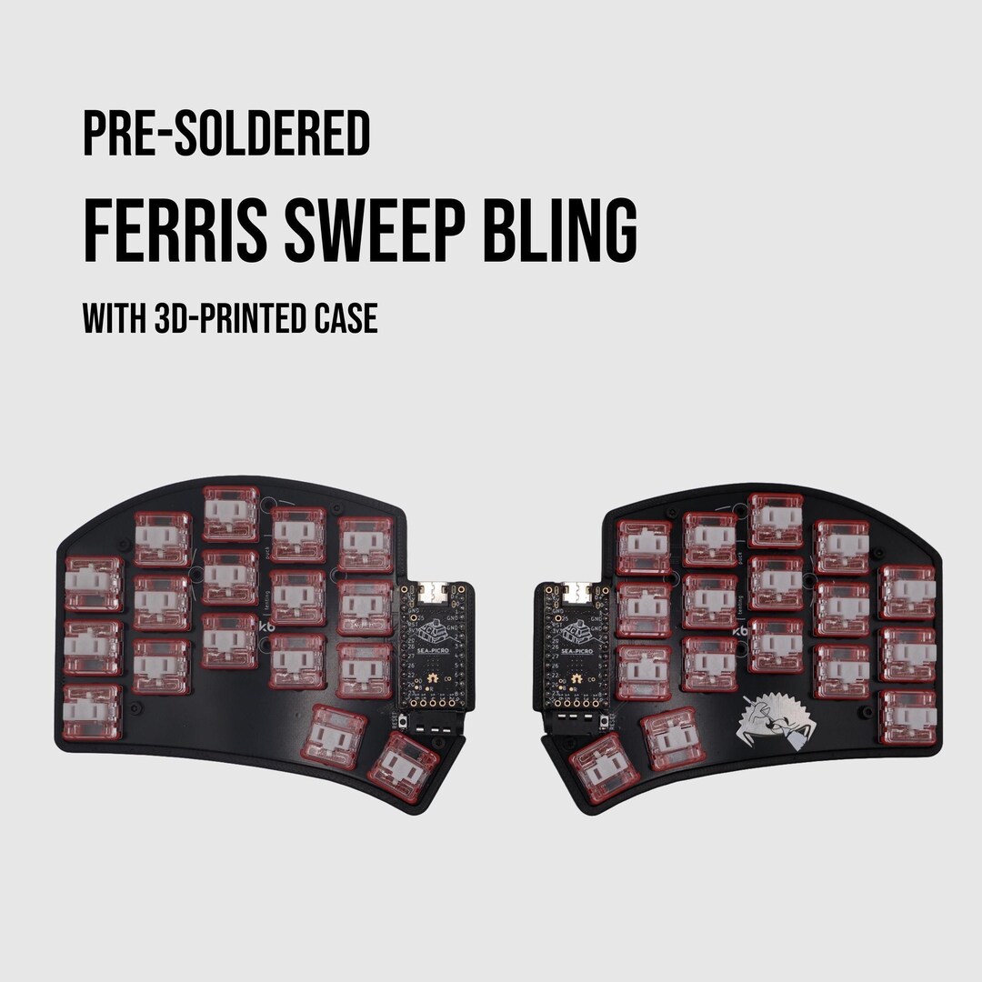 Pre-soldered Ferris Sweep Bling LP Ergonomic Split Mechanical Keyboard ...