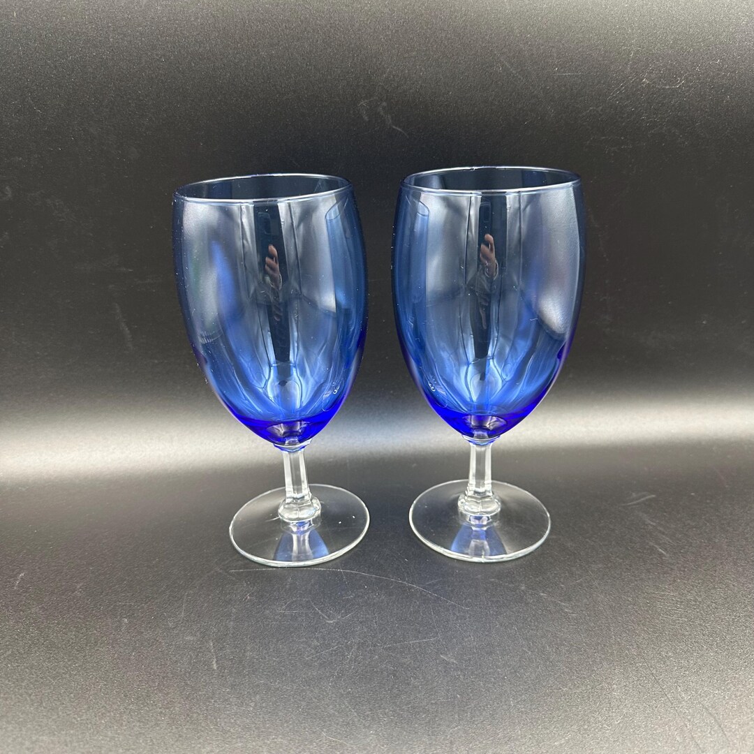 Vintage Cobalt Blue Crystal Goblets (set of 2) | 1960s Stemware - Etsy