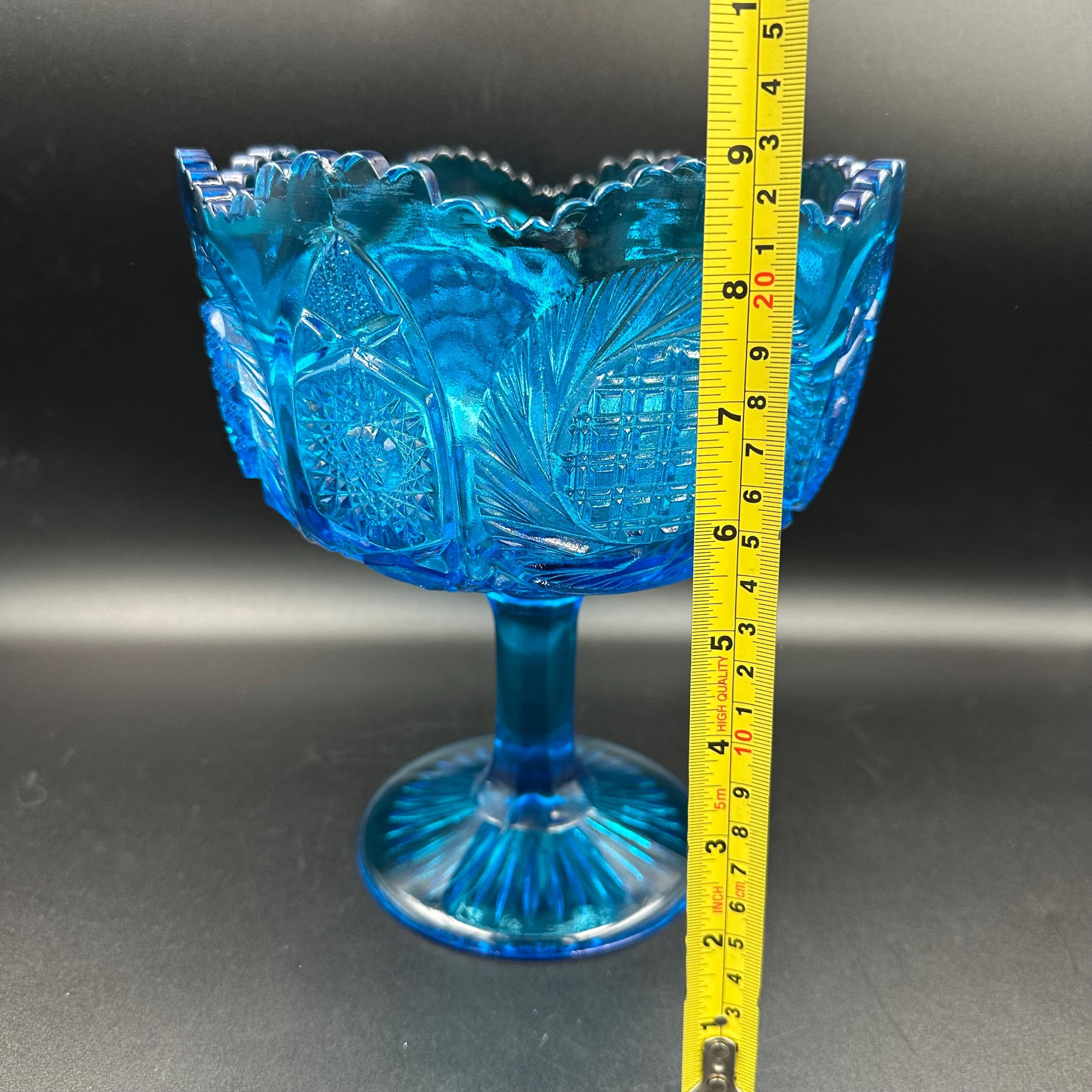 Vintage Large "ice Blue" Glass Compote | Mckee "sunburst" Molds ...
