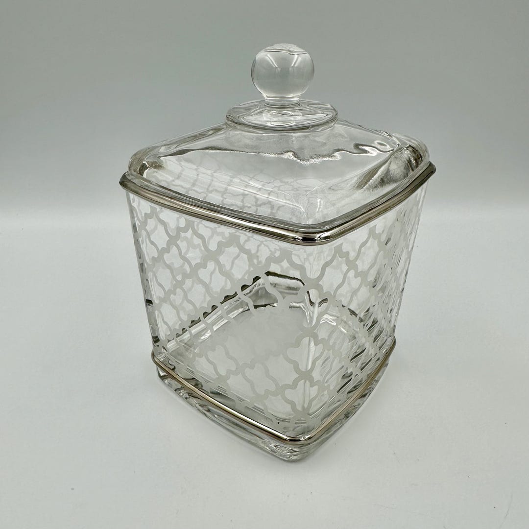Vintage Bella Lux Quatrefoil | Square Jar With Lid | Moroccan Trellis ...