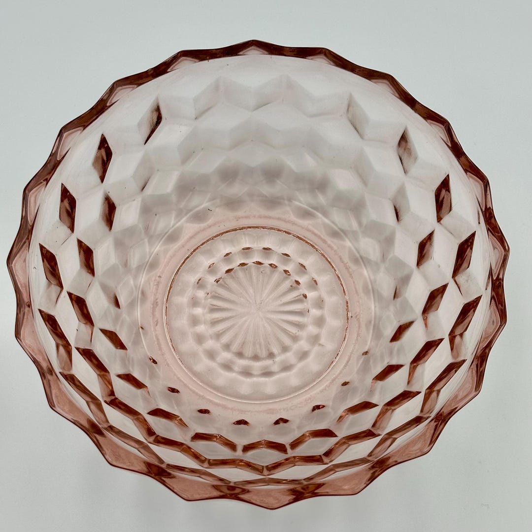Vintage Pink Depression Glass | Salad Bowl| Cube Pattern | Cubist or ...