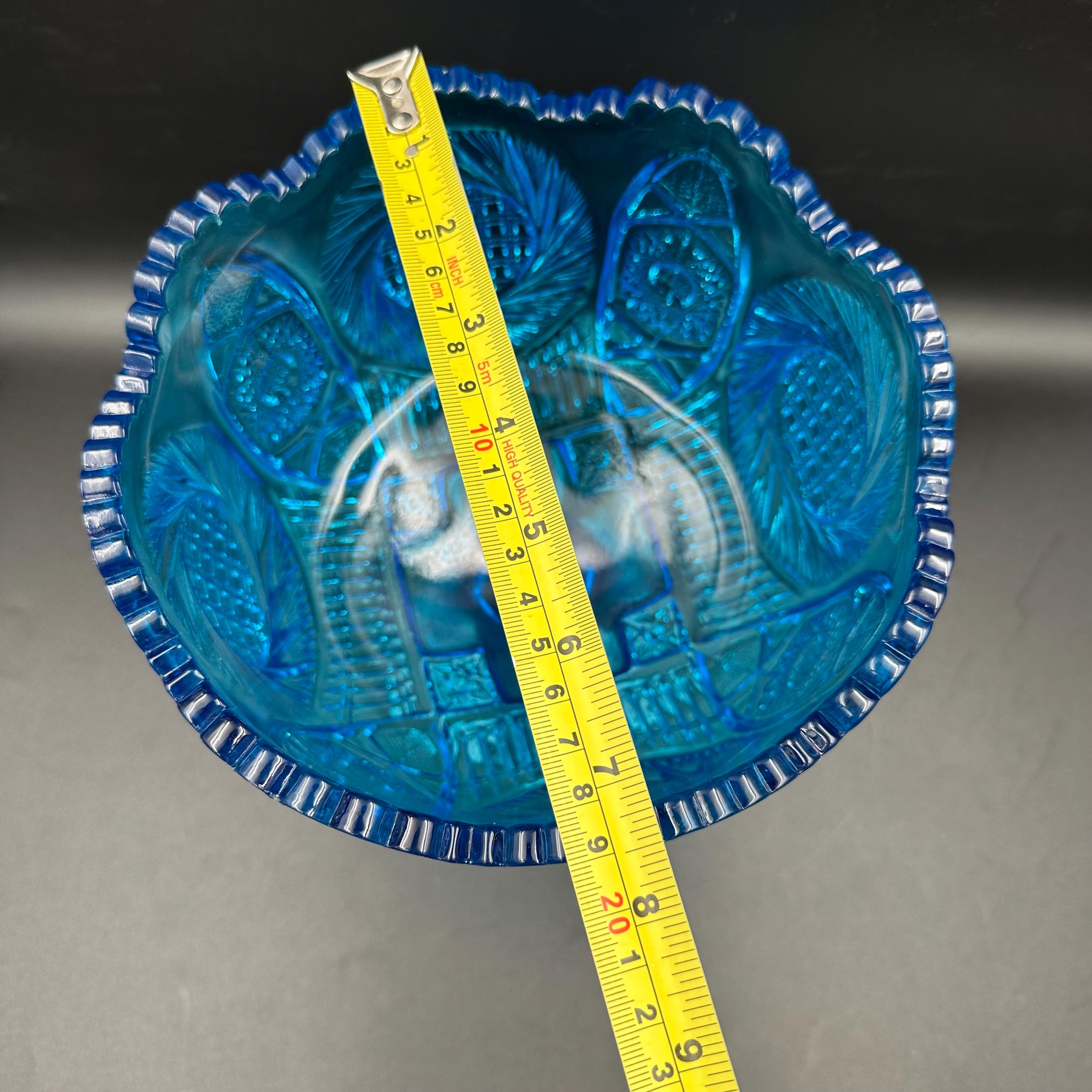 Vintage Large "ice Blue" Glass Compote | Mckee "sunburst" Molds ...