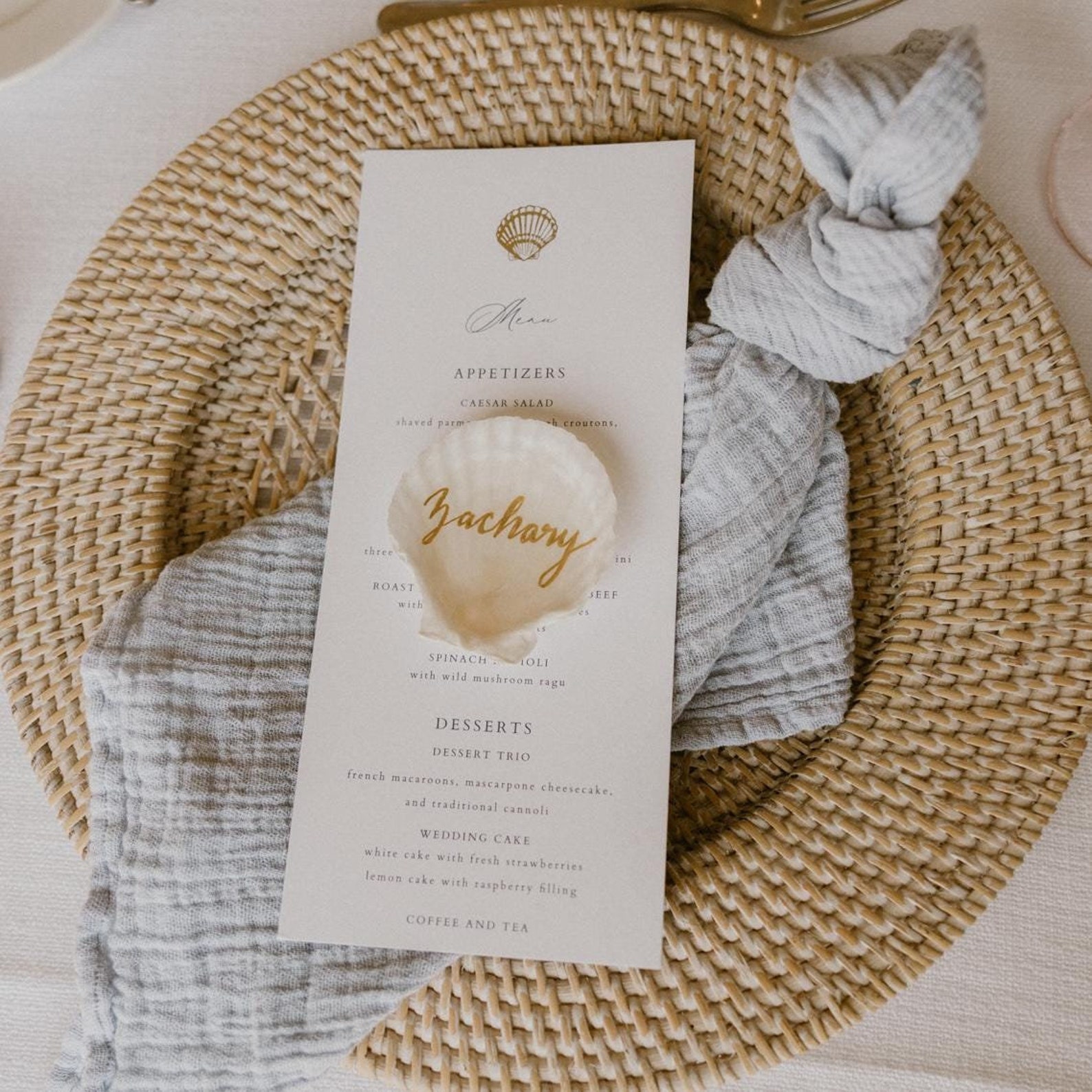 Hand-lettered Scallop Shell Place Cards, Custom Personalized Seashell ...