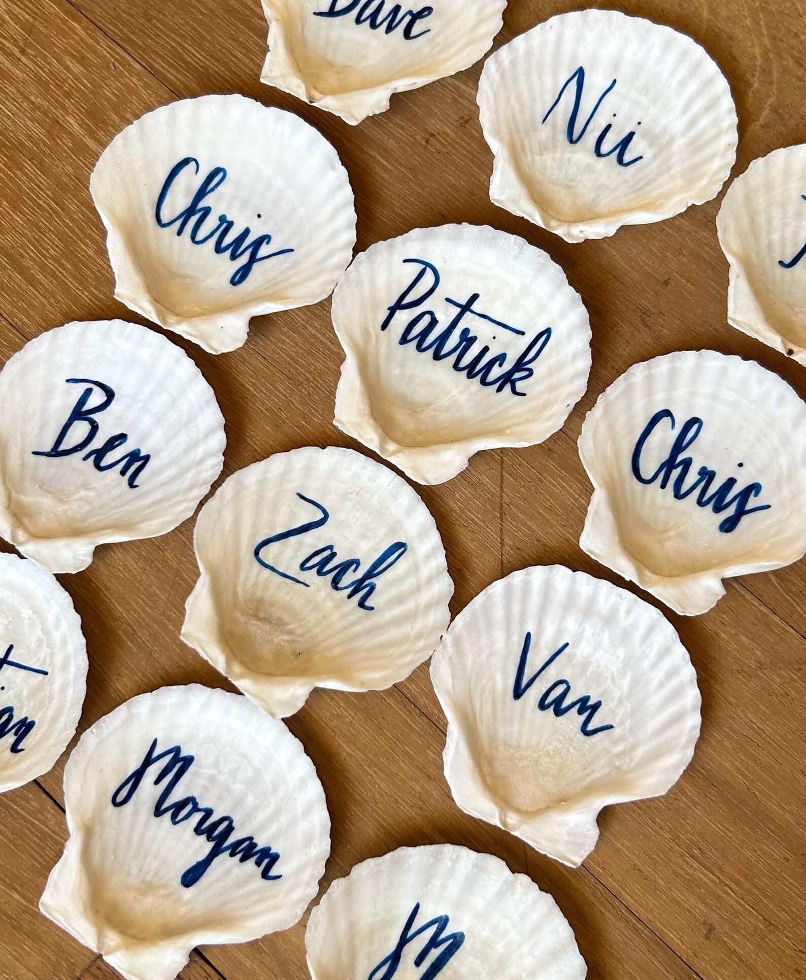 Hand-lettered Scallop Shell Place Cards, Custom Personalized Seashell ...